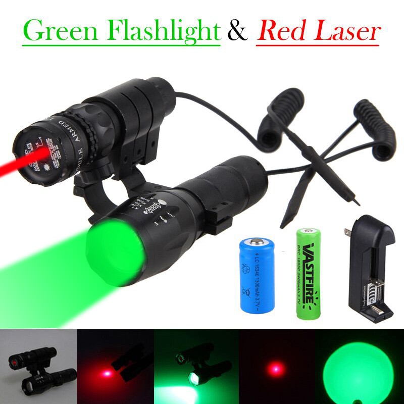 5000Lm GREEN Q5 Tactical Zoomable Hunting Light Weapon Flashlight+Green ...
