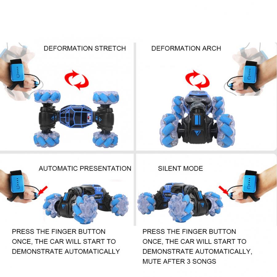 2.4G 1:16 Gesture Sensor RC 4Wheel Stunt Car Toy Electric Watch Remote ...