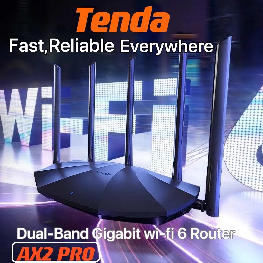 TENDA NEWEST AX2 Pro Dual-Band Gigabit Wi-Fi 6 Router up to 1501Mbps (2 ...