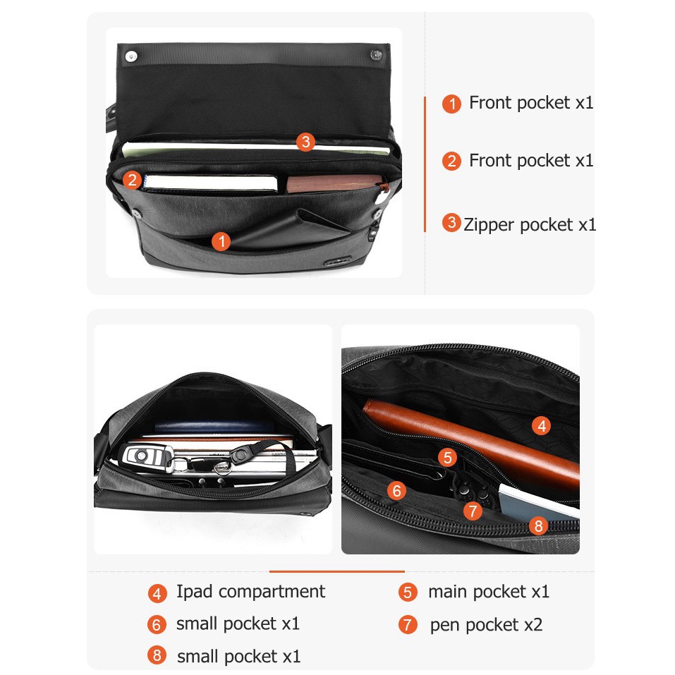 Arctic Hunter Business messenger bag Waterproof casual crossbody bag ...