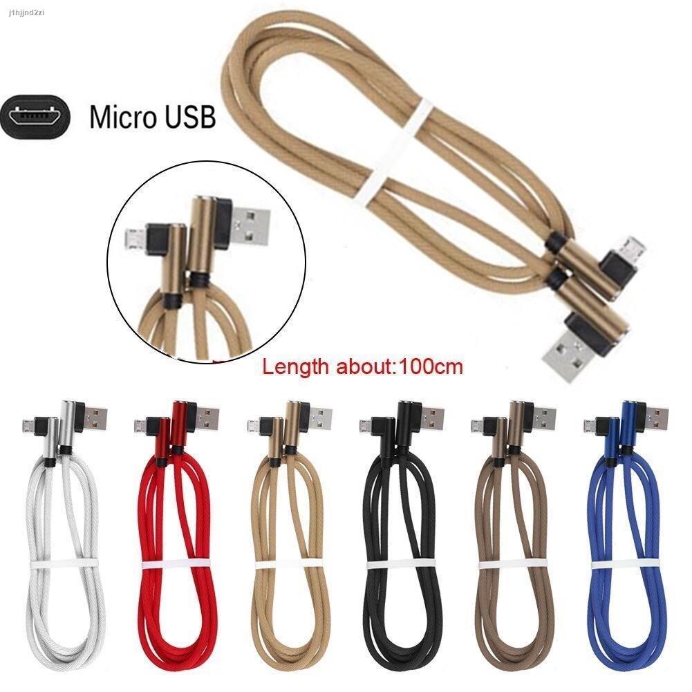1M 90 Degree Right Angle Micro USB 2.0 Braided Cable Charging Sync Data ...