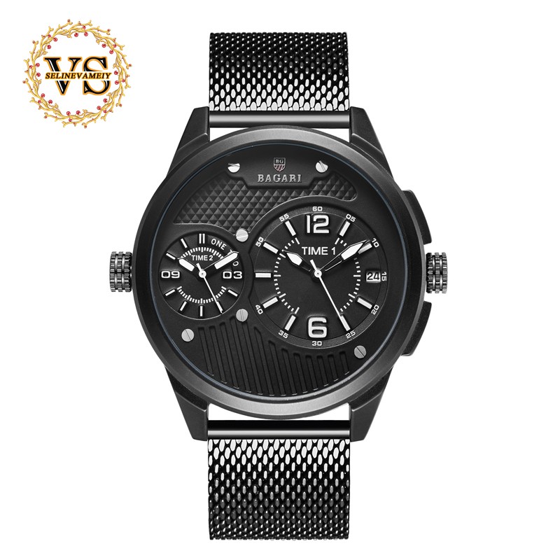 Bagari นาฬิกาข้อมือสำหรับผู้ชายสีดำมีไฟส่องสว่าง - selinevameiy.th ...