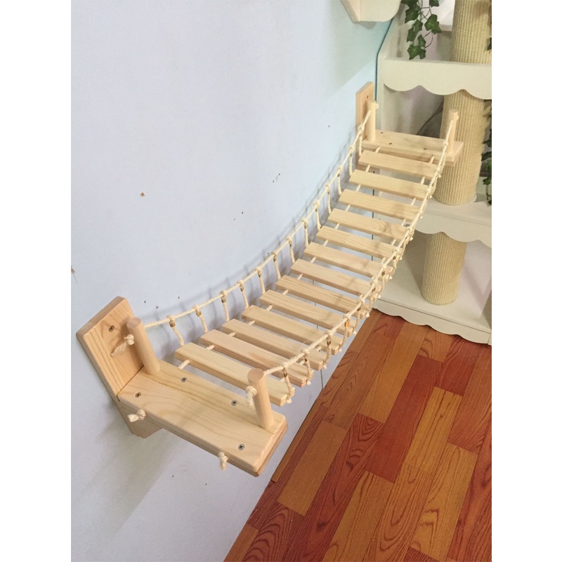 90cm Cat Bridge Climbing Frame Wood Pet Cat Tree House Bed Hammock ...