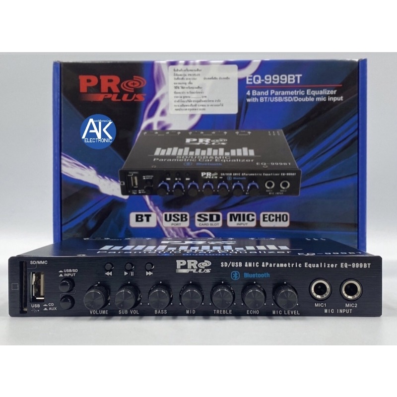 ปรีแอมป์ ปรีรถยนต์ PROPLUS EQ999BT ใช้ไฟ 12V ปรีแอมป์คาราโอเกะ บลูทูธ USB mic 2 ช่อง เครื่อง ...