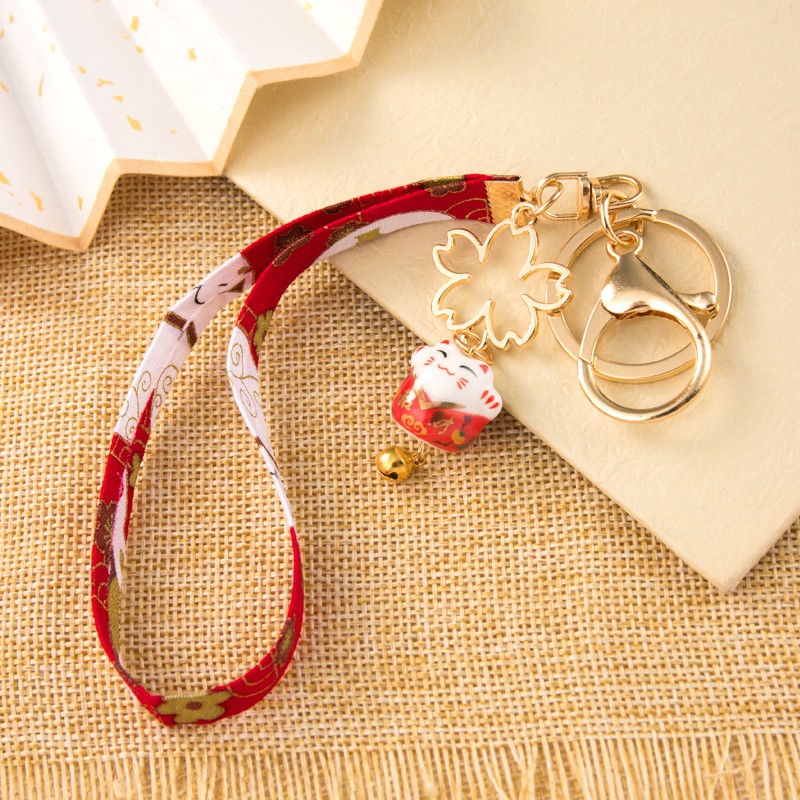 (Attention and courtesy) Lucky cat hand strap key chain pendant ...