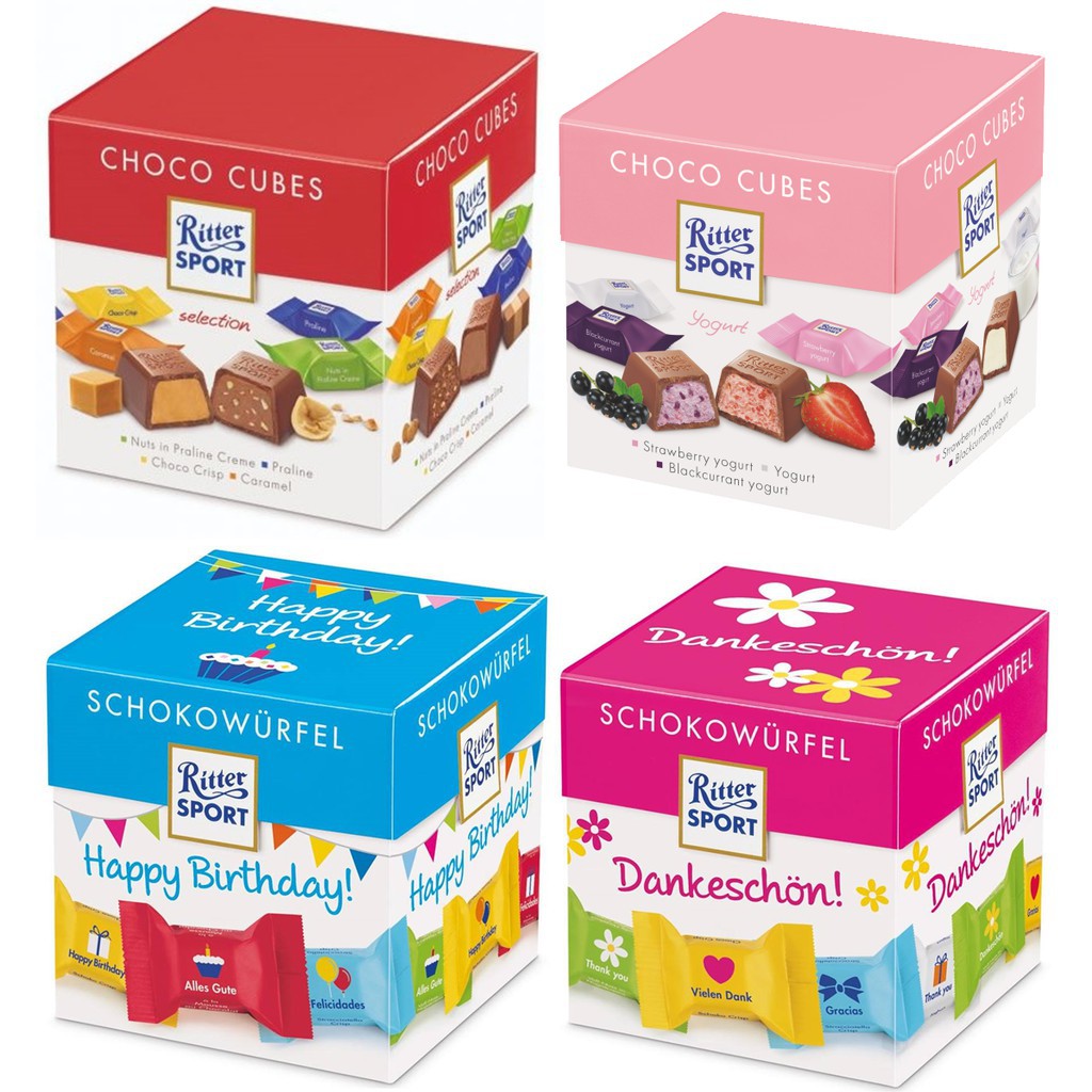 Ritter sport choco cubes รสช็อกโกแลต รสรวมโยเกิร์ต1กล่องมี 22 ชิ้น ...