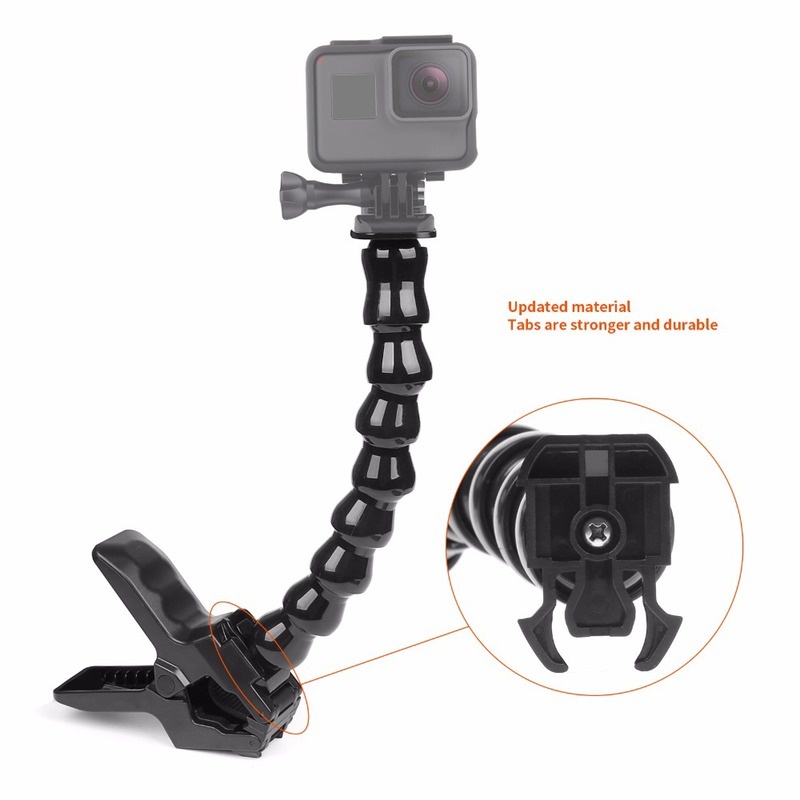 Jaws Flex Clamp Mount with Flexible Adjustable Gooseneck for GoPro Hero ...