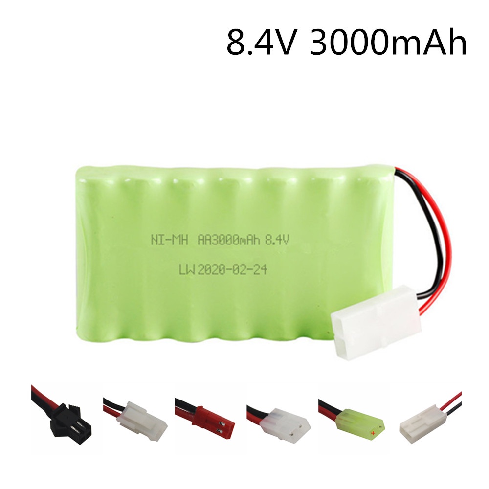 แบตเตอรี่8.4v 3000mAh NiMH Rechargeable Battery For Rc Car Tanks Tra ...