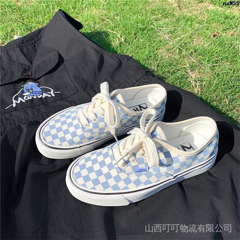 Anna ins Heim รองเท้าผ้าใบ ลายตารางหมากรุก สีฟ้า สไตล์ฮ่องกง แฟชั่นฤดู ...