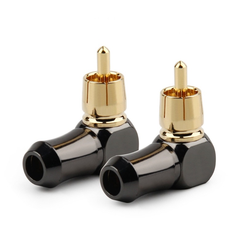 RCA Connector 90 Degree Pure Copper Gold Plating L Type RCA Angle Lotus ...