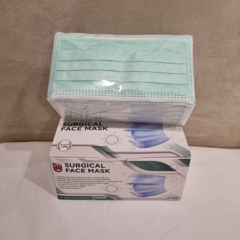 KS GLOVE FACE MASK หน้ากากอนามัย ks สีเขียว 50 ชิ้น - ksgloveofficial - ThaiPick