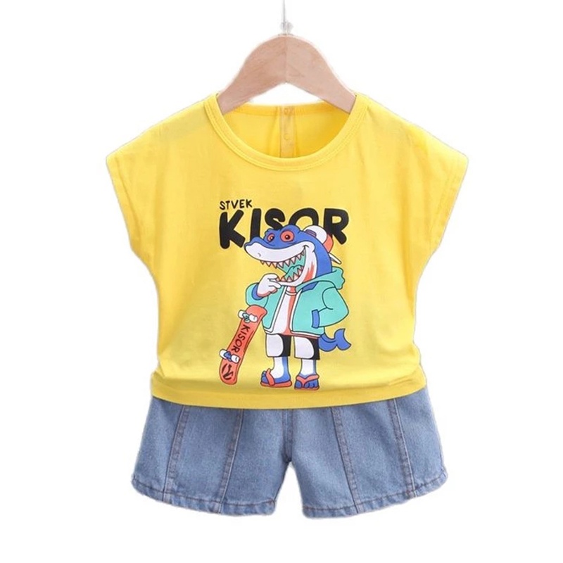 Fashion Boys Clothes Suit In Summer Dinosaur Print Children Clothing Baby Boys Short Sleeve 2Pcs ...