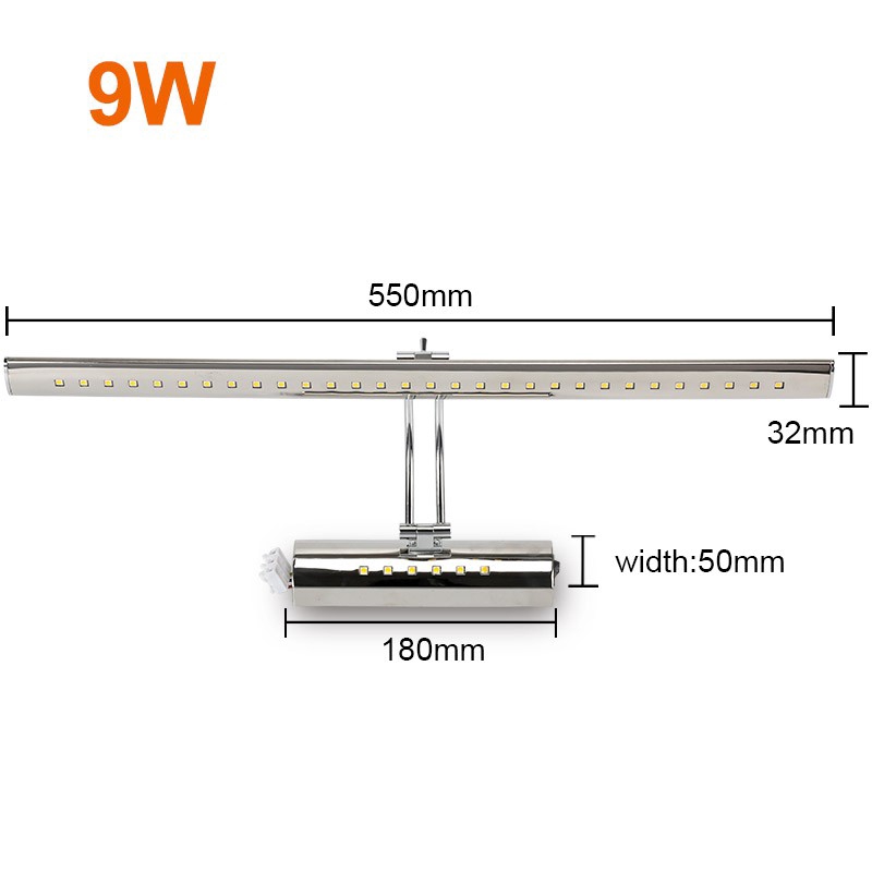 Led Mirror Front Light 7W 9W 15W Wall Lamp Waterproof Acrylic Bathroom ...