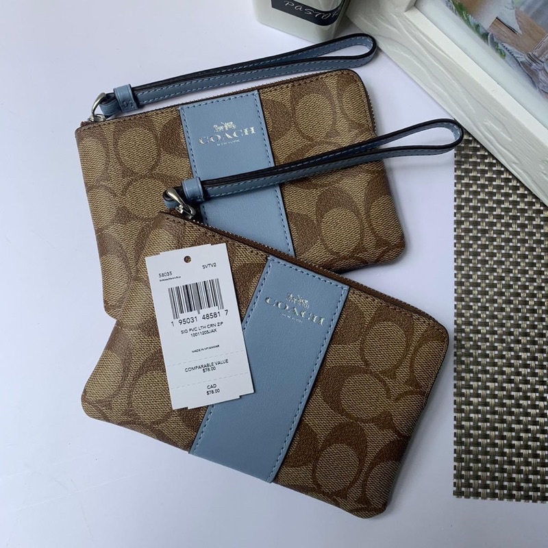 COACH 6648 LARGE CORNER ZIP WRISTLET IN SIGNATURE CANVAS - madamclassic ...