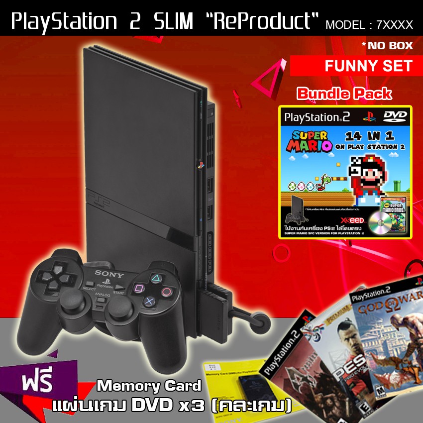 Ps2 ReProduct Sony Playstation 2 PS2 Slim 77006 Funny Set (MARIO PLUS ...
