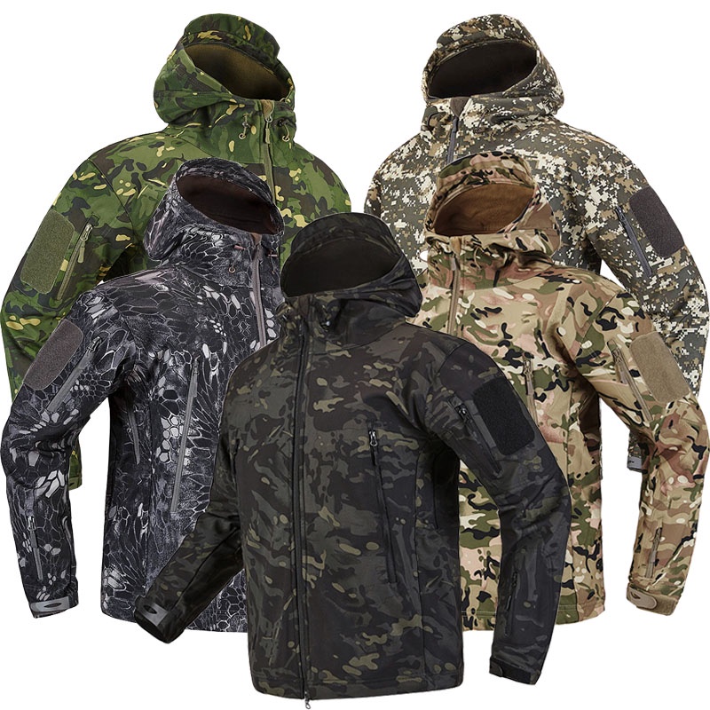 Shark Skin Soft Shell Tactical Jacket Waterproof Windbreaker Fleece