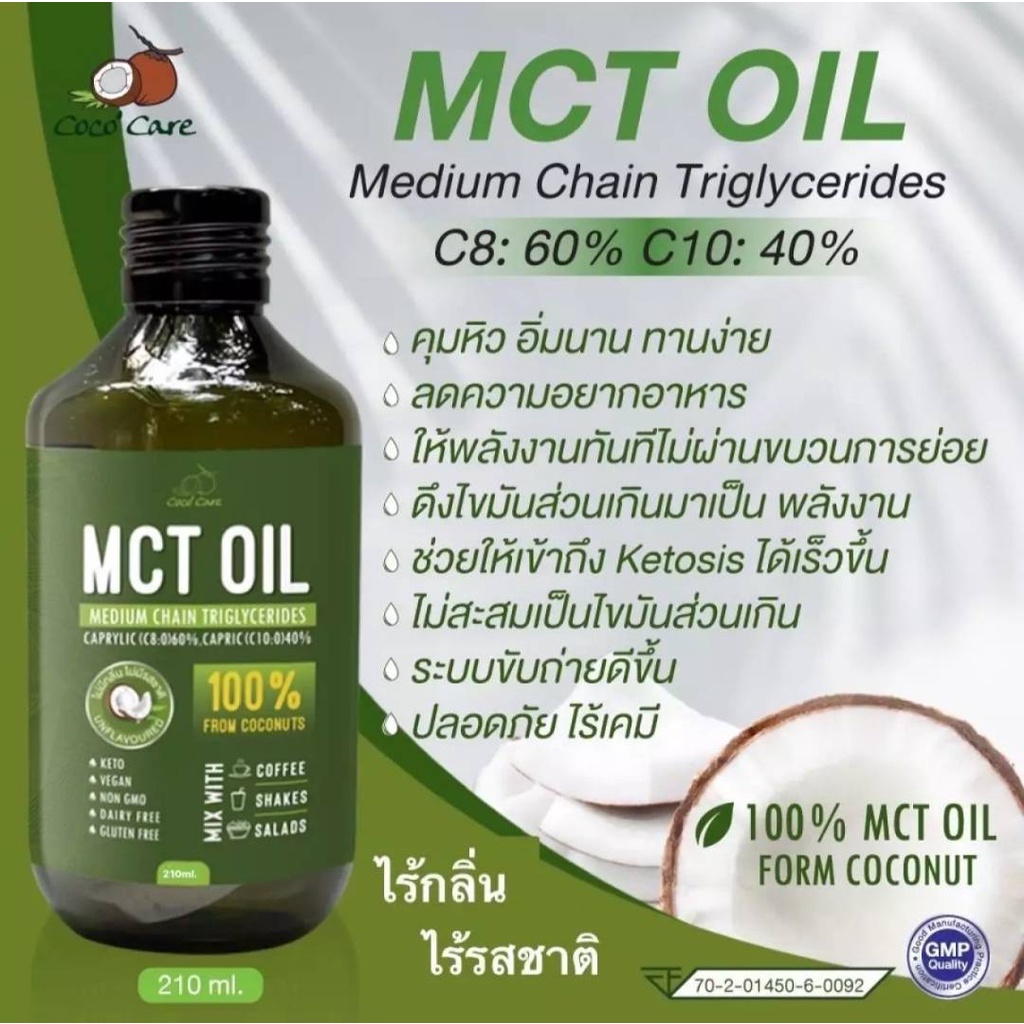 CocoCare MCT Oil (210 ML) KETO (คีโต คุมหิว อิ่มนาน ทานง่าย คุมน้ำหนัก เร่งเผาผลาญไขมัน) Medium ...