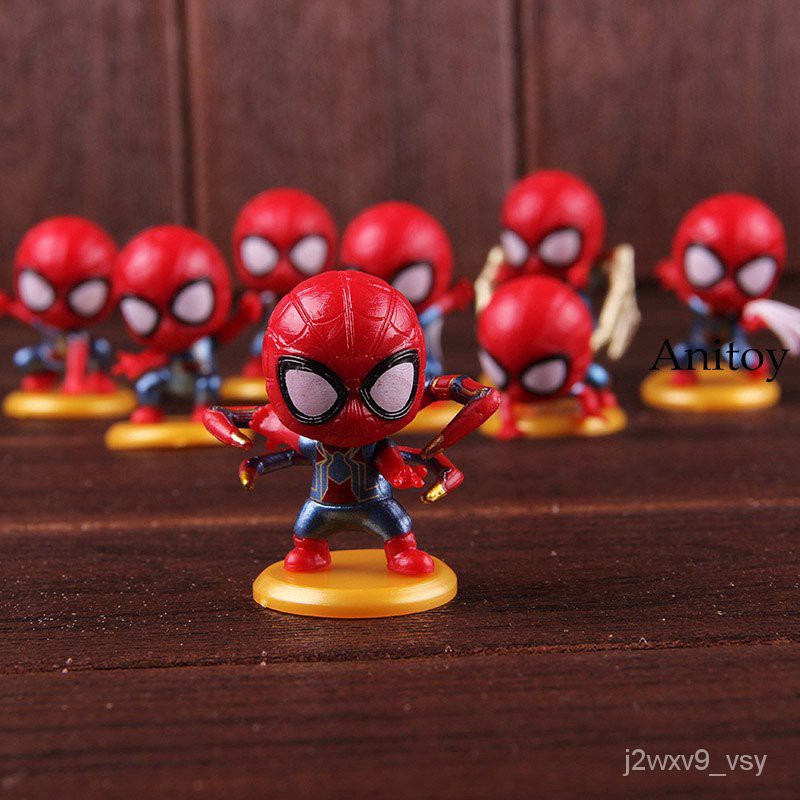 ฟิกเกอร์ Marvel Super Hero Spiderman Iron Spider Q Version 8 ชิ้น / ชุด ...