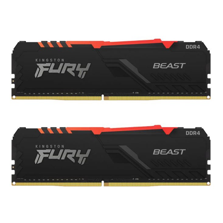 KINGSTON 16GB (8GBx2) DDR4 2666MHz RAM (หน่วยความจำ) FURY BEAST DDR4 RGB (BLACK ...