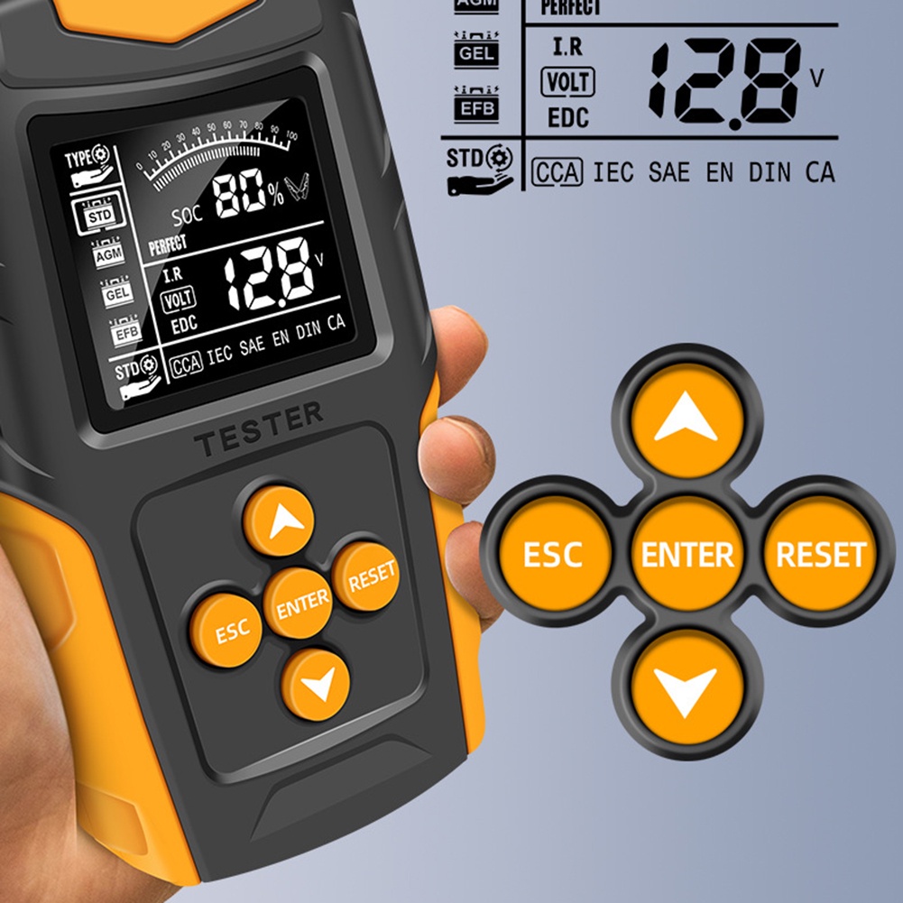 12V 24V Car Battery Tester LCD Digital Automotive Vehicle Gel AGM WET ...