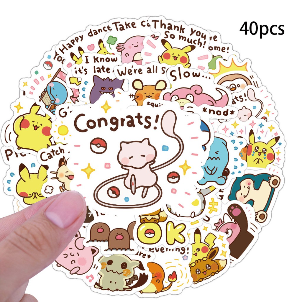 200cs Anime okemon Series Graffiti Sticker Cartoon Cute Bikachu ...