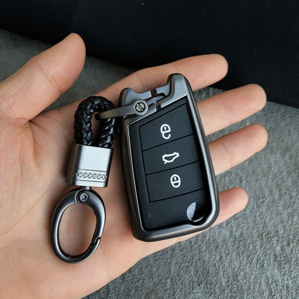 Car Metal Keychain Vachette Clasp Knitting PU Lanyard Car Keyring Key ...