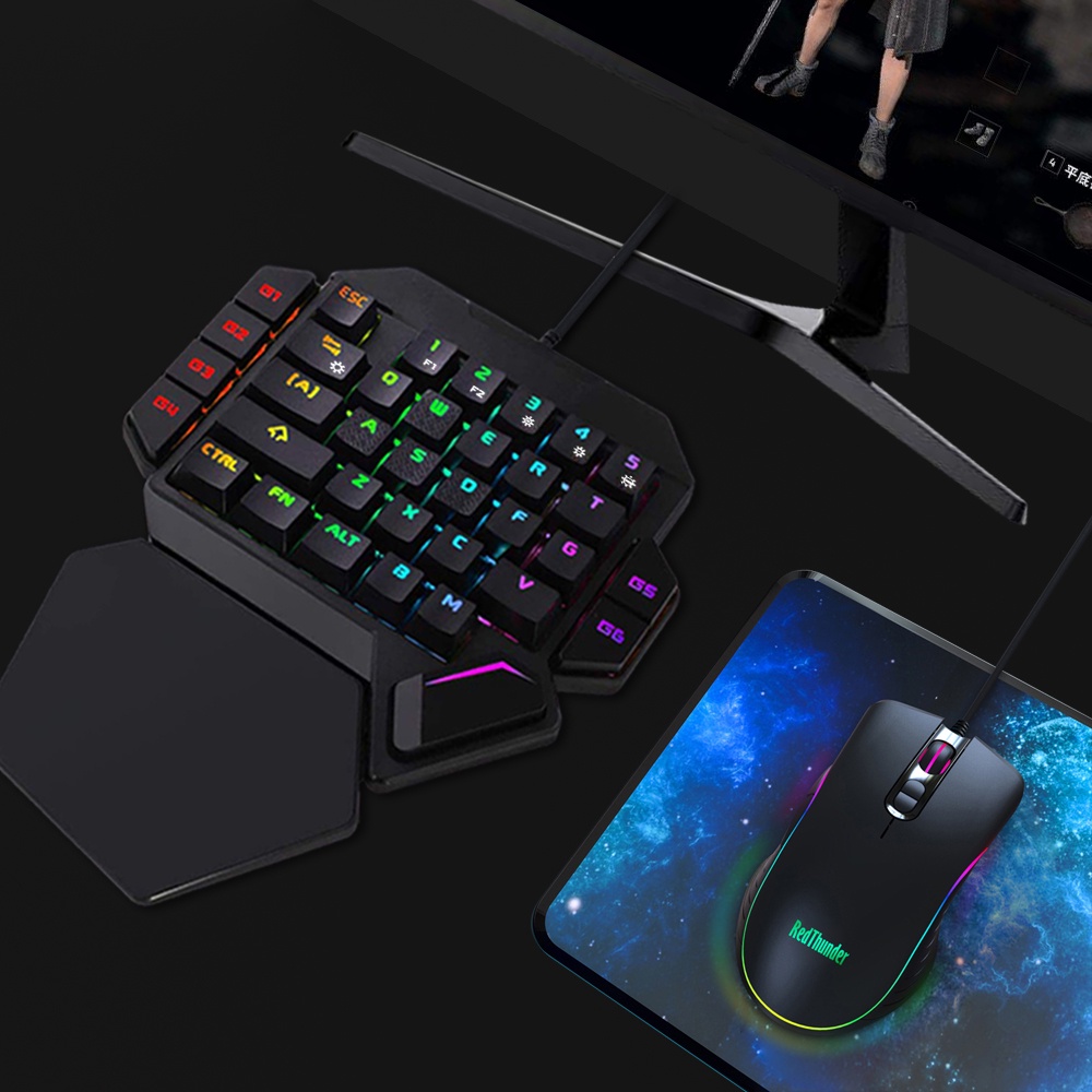 แป้นพิมพ์：OneHanded Mechanical Gaming Keyboard RGB Backlit ortable Mini ...