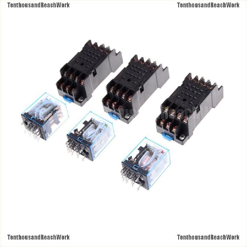 treachwork my 4nj 12v/24v/220 v คอยล์เพาเวอร์รีเลย์ din rail 14 pin ...