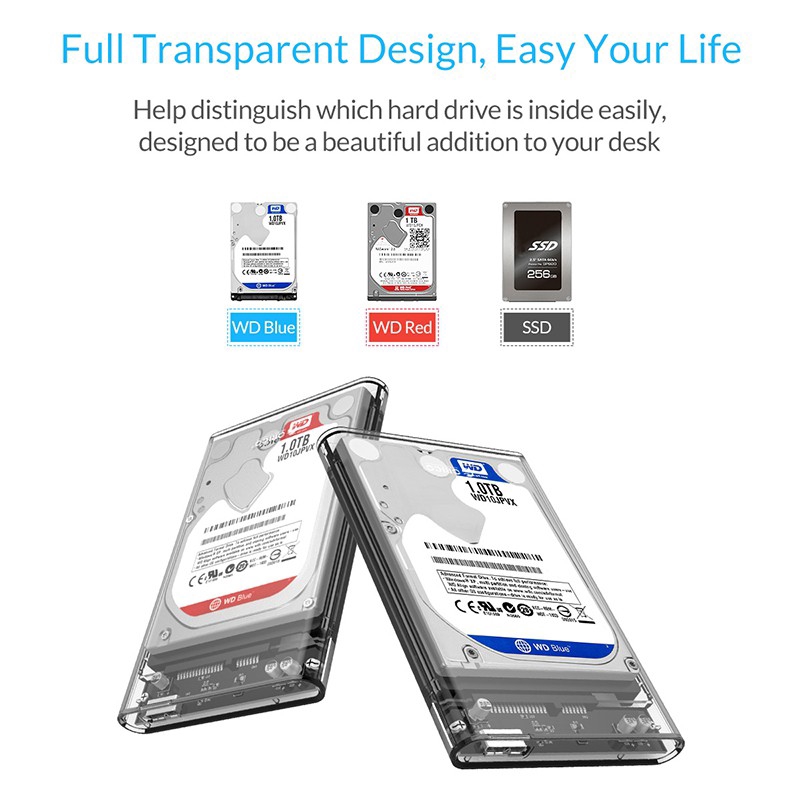 ORICO 2.5 USB 3.0 SATA HDD Box HDD Hard Disk Drive External HDD Enclosure Transparent Case Tool ...