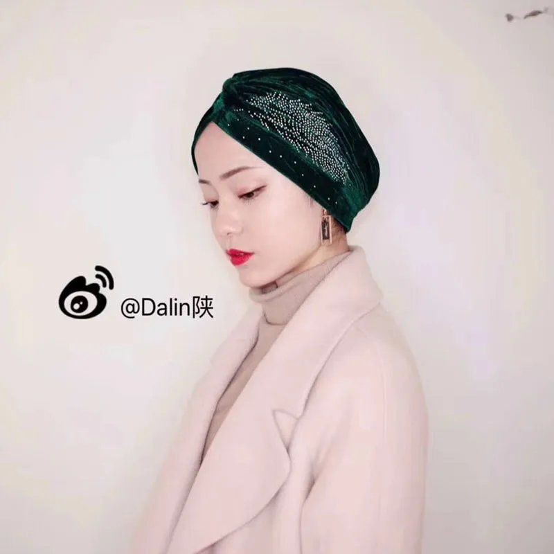 Autumn and Winter Style Gold Velvet Two-tone Indian Hat Muslim ...