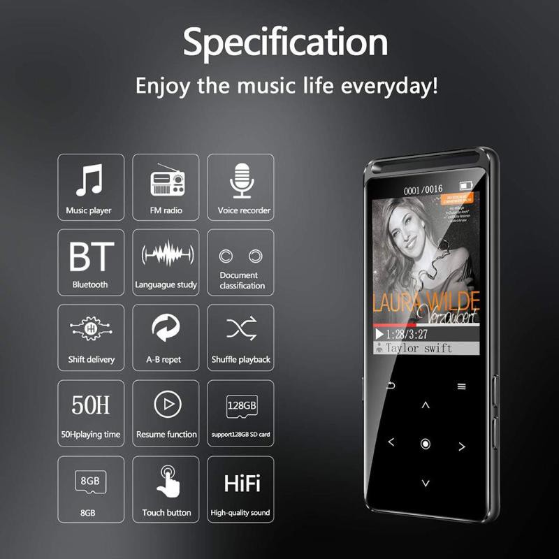 ♟ BENJIE M6 Bluetooth 5.0 Lossless MP3 Player 16GB HiFi Portable Audio ...