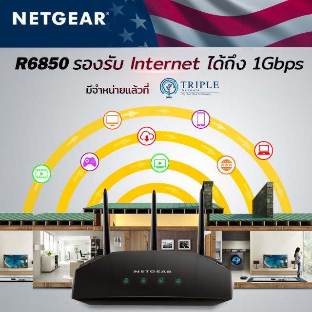 Netgear (R6850) AC2000 SMART WIFI ROUTER - DUAL BAND ประกันศูนย์ไทย ...