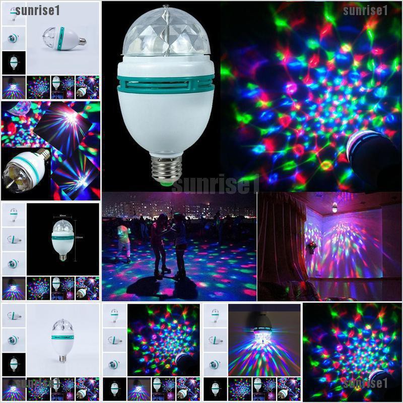 Sun 3W E27 LED RGB Crystal Rotating Stage Bulb Party Disco DJ Bar XMAS ...