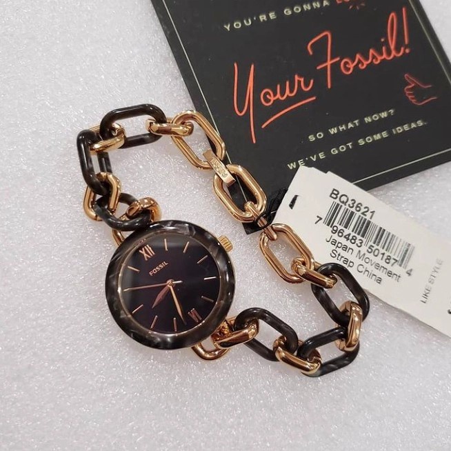 FOSSIL Laney Three-Hand Smoke Stainless Steel Watch BQ3393 BQ3393 ...