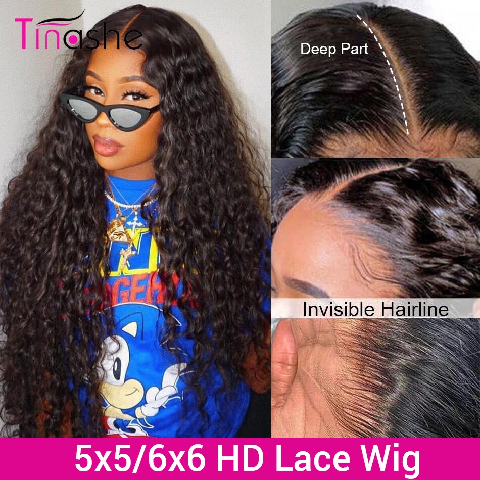 BTinashe Water Wave Wig HD Transparent Lace Frontal Wig 200 Density 4x4 6x6 Closure Wig For ...