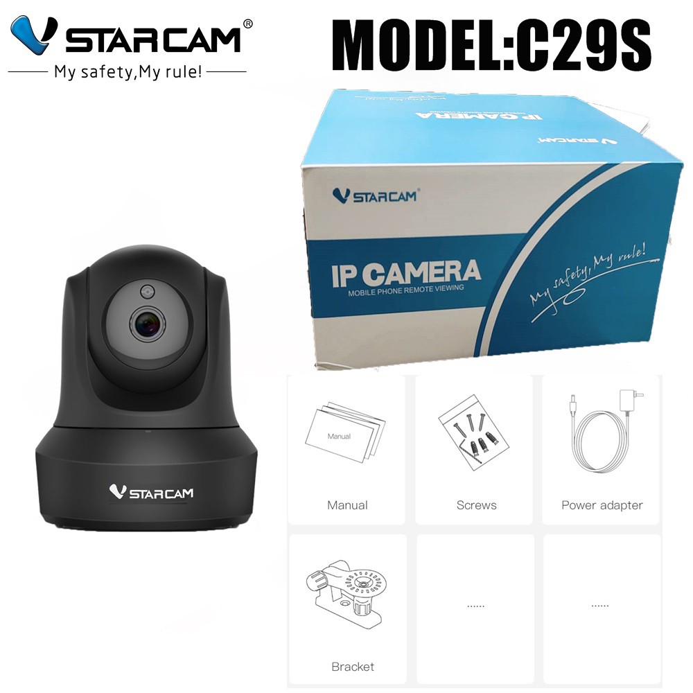 Vstarcam กล้องวงจรปิดกล้องใช้ภายใน รุ่นC29Sความละเอียด3ล้าน H264 มีAIกล้องหมุนตามคน สีดำ ...