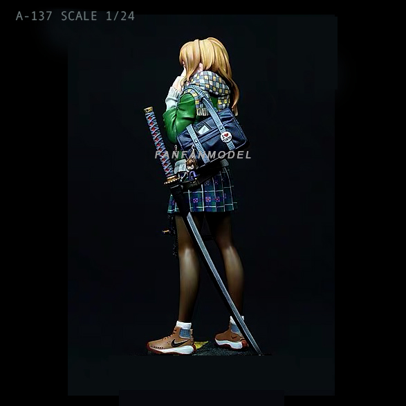 124 75mm Resin Model Figure Kits Urban fashion armed girl selfassembled ...