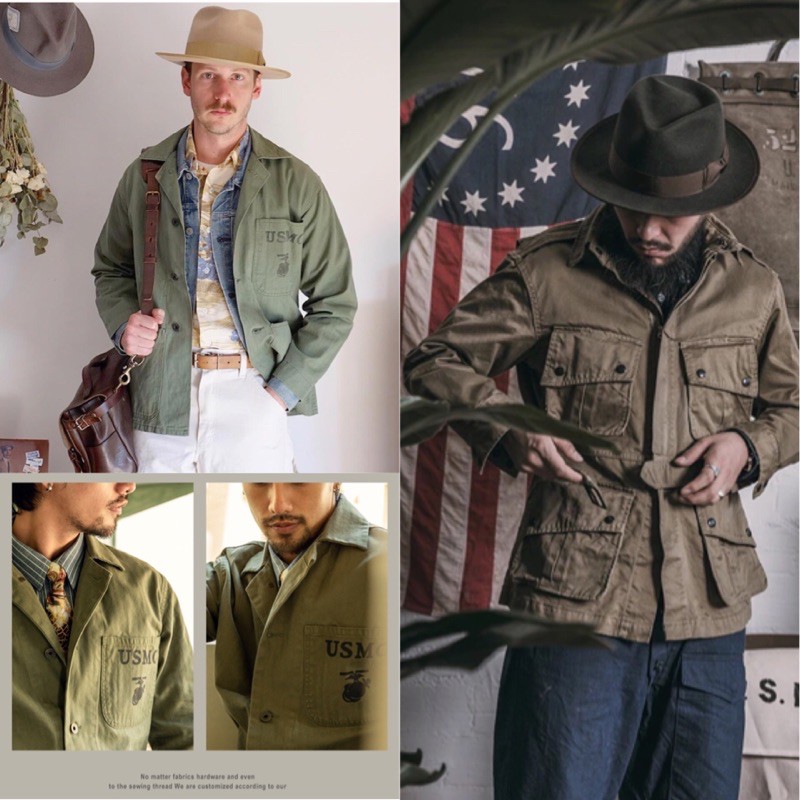 USMC P41 P44 แจ็คเก็ตM-42 แจ็คเก็ตทหารยุคWW ll ผ้าHBT พรีเมี่ยมแท้100% ...