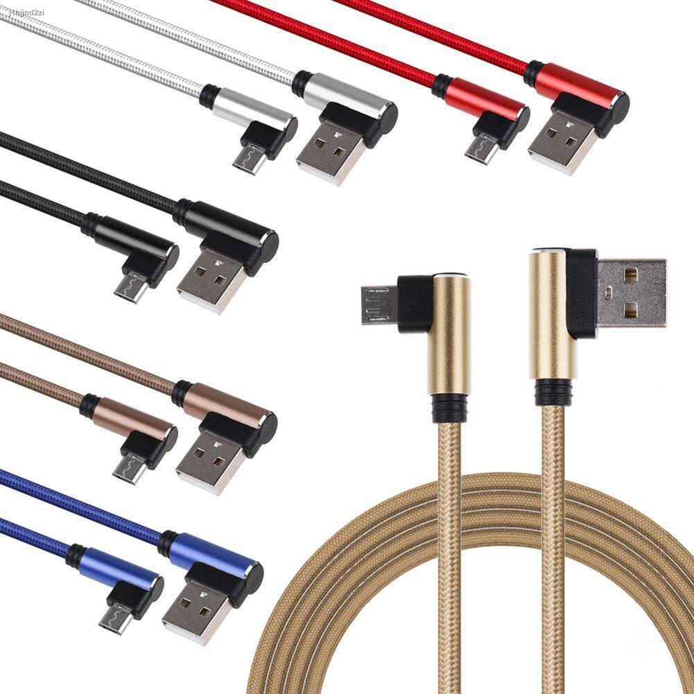 1M 90 Degree Right Angle Micro USB 2.0 Braided Cable Charging Sync Data ...