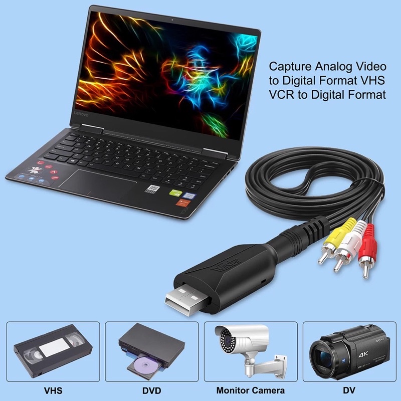 USB Video Capture Card VHS to Digital RCA to Audio Capture Device ...