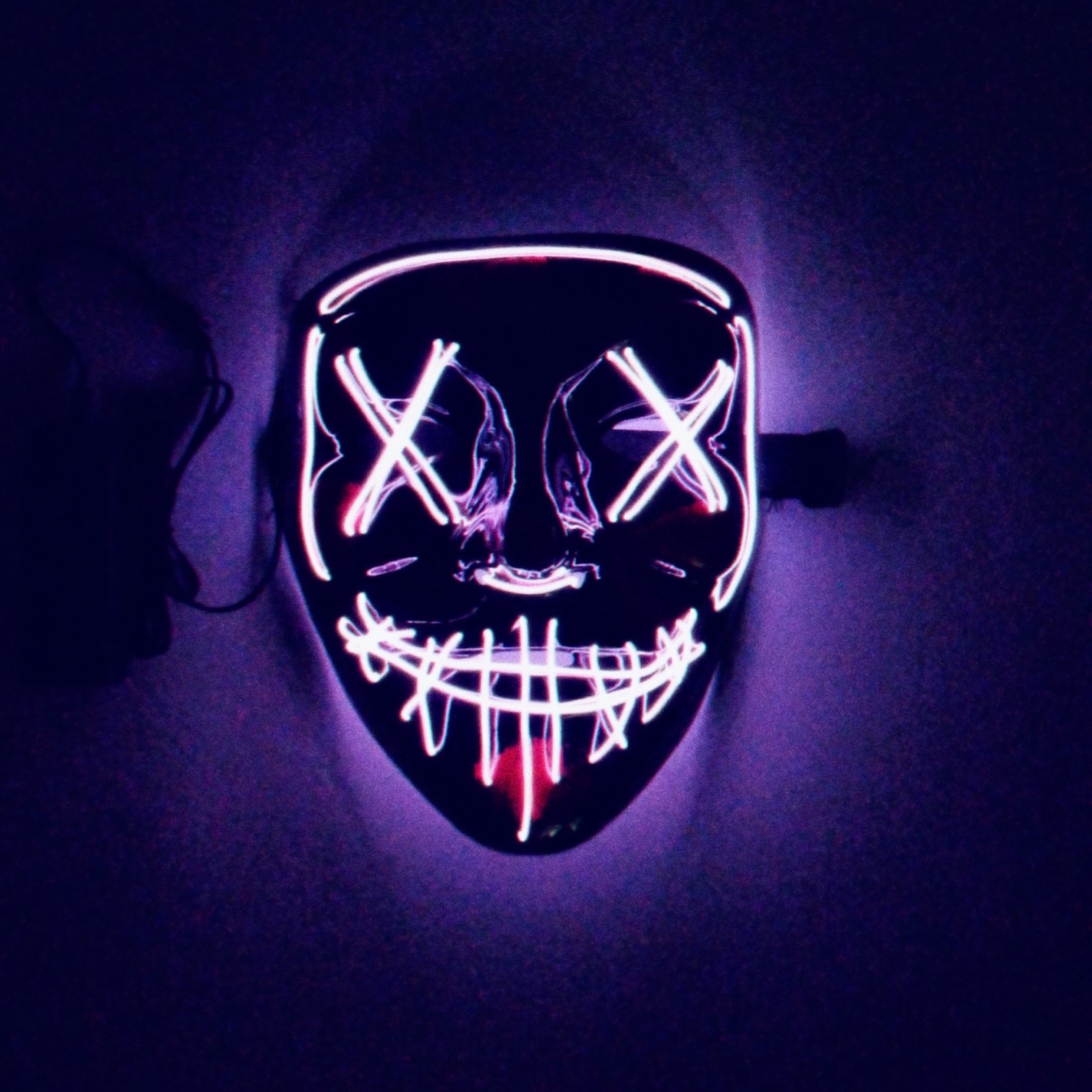 ゅ☨หน้ากากเรืองแสง el slit mouth cross-eye mask Halloween horror horror ...