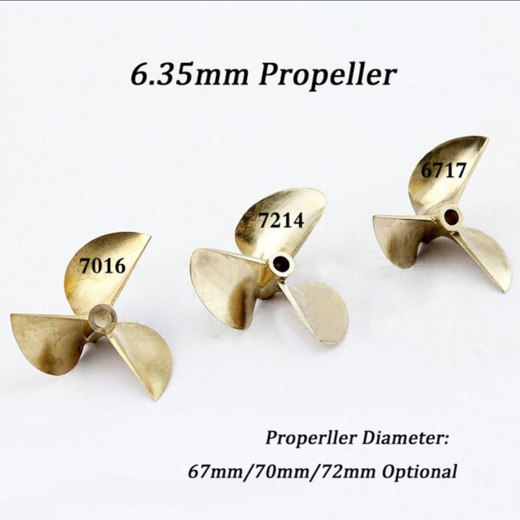 Rc Boat Propeller 67/70/72mm 3 Blades Copper Prop Screw For 6.35mm Prop ...