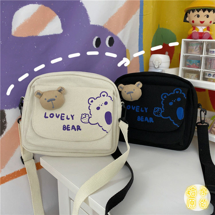 inschicน่ารักหมีผ้าใบถุงเล็กหญิงญี่ปุ่นฮาราจูกุน้องสาวนุ่มโบราณความ ...