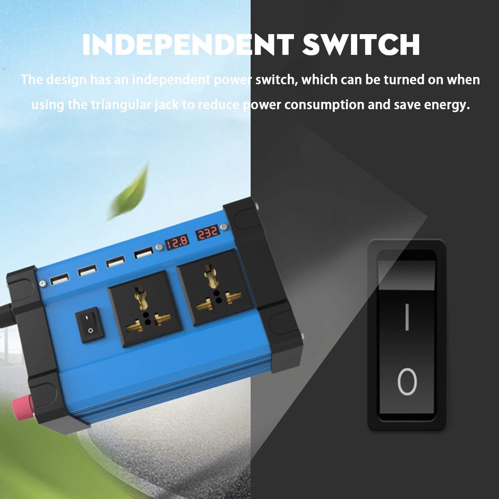 อะแดปเตอร์แปลงชาร์จพลังงานแสงอาทิตย์ 3000W 12V เป็น 220V 110V 4 USB LED EED2 สําหรับรถยนต์ ...