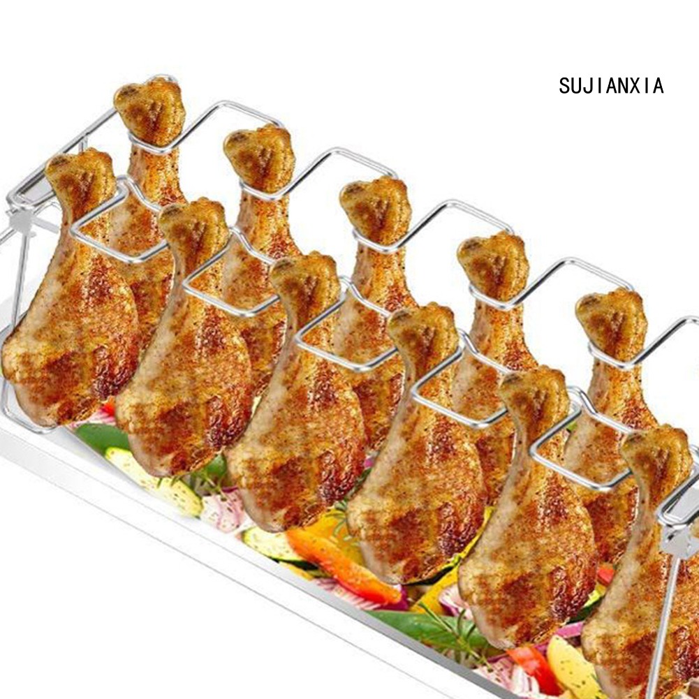 SUY_Stainless Steel Chicken Leg Drumstick Grill Stand Holder Barbecue ...