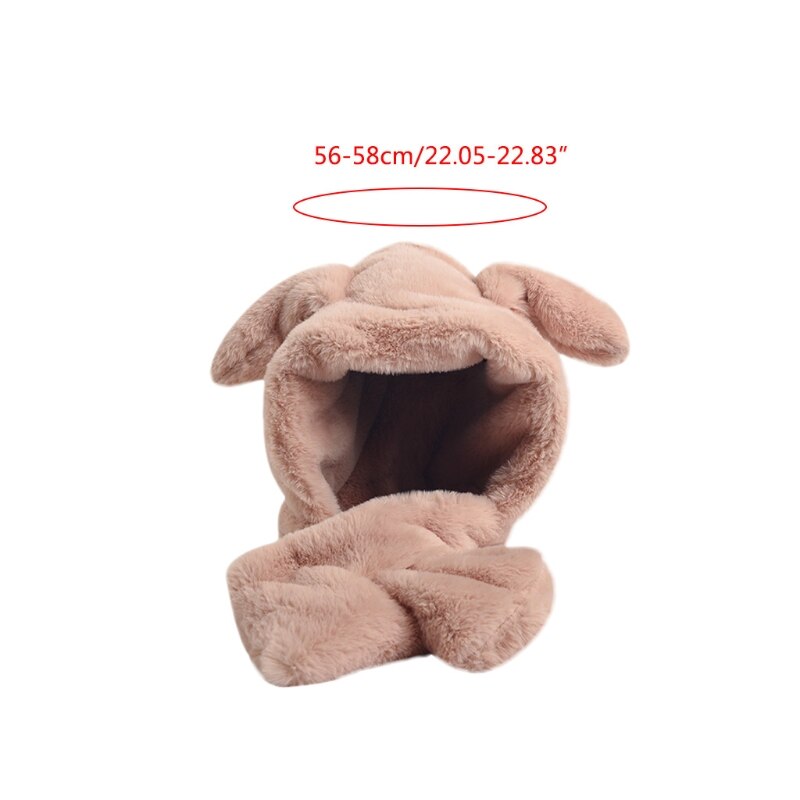Bunny Fluffy Plush Earflap Hat with Moving Rabbit Ears Warm Beanie Cap ...