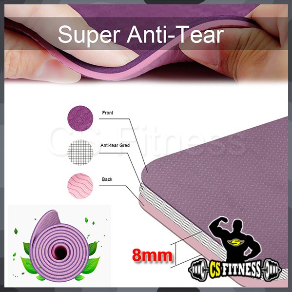 เสื่อโยคะ TPE หนา 8mm กว้างพิเศษ 80 Cm สี 2 โทน - TPE Yoga Mat 80 cm 8 ...