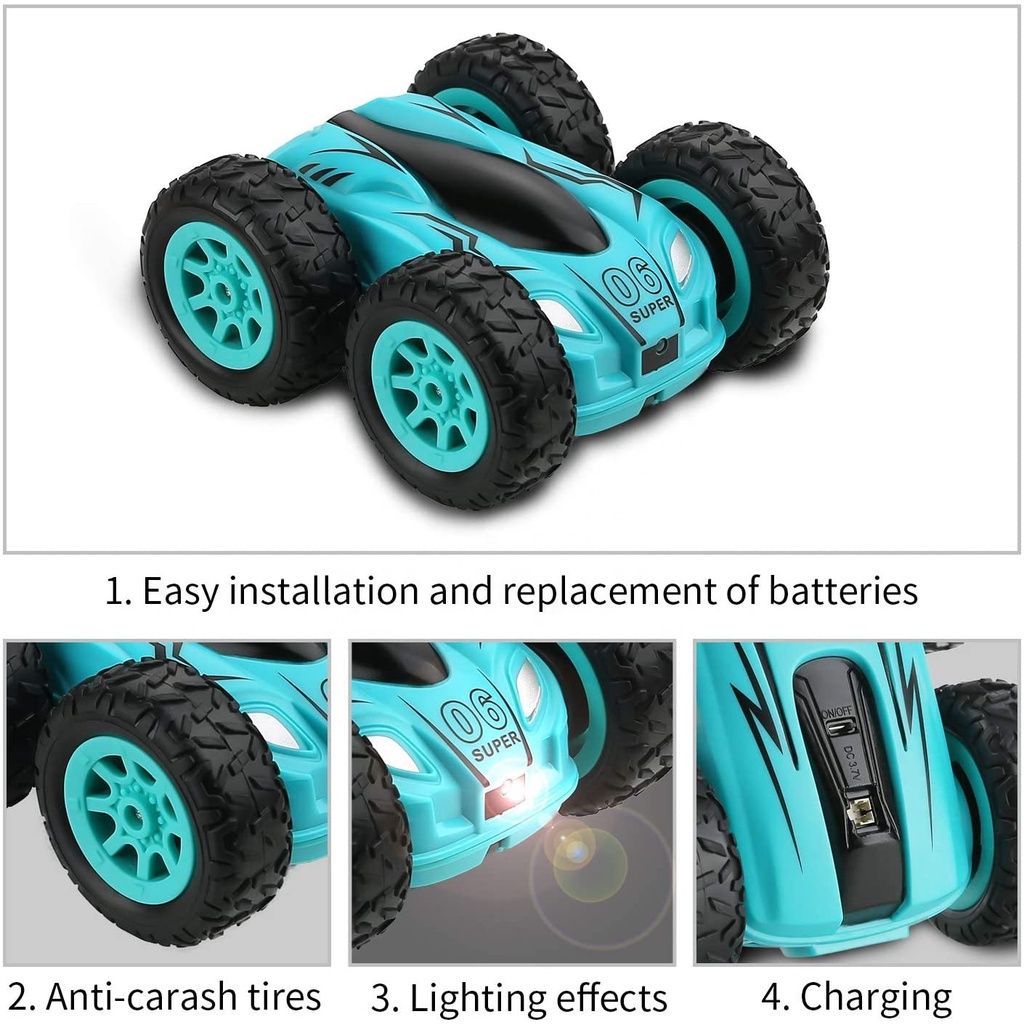 Remote control car high-speed off-road climbing stunt rollover double-sided bouncing childrens ...