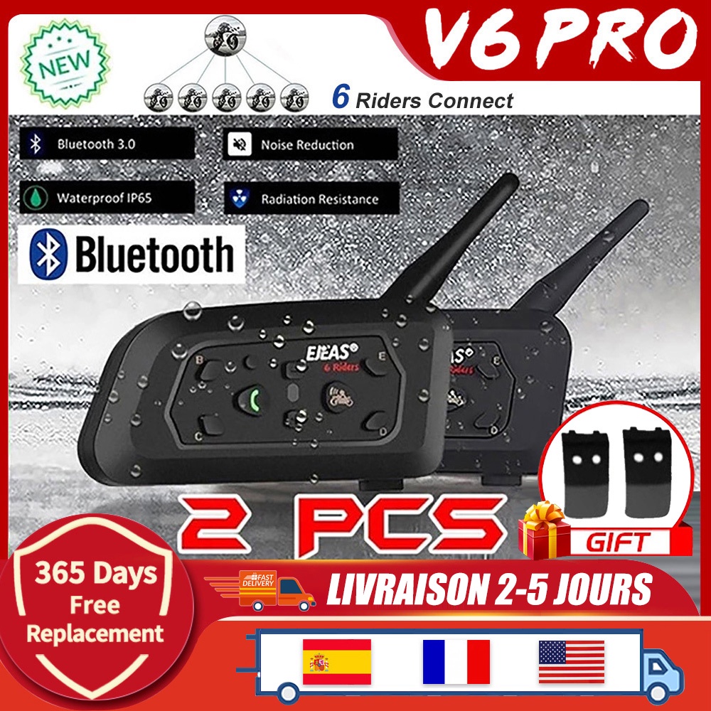 ﺴEJEAS V6 Pro Intercom 1200m Motorcycle Bluetooth Helmet Intercom CSR ...