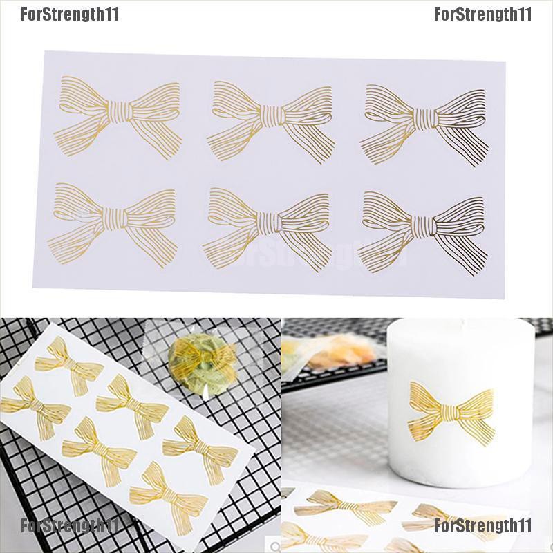FOR60pcslot cute gold Bowknot transparent sealing sticker DIY seal ...